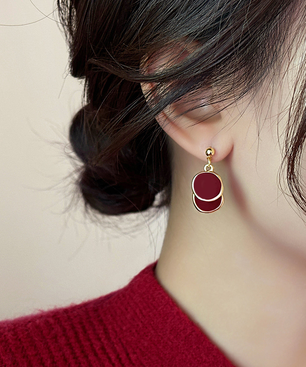2025 New Red Copper Overgild Disc Drop Earrings – Omychic