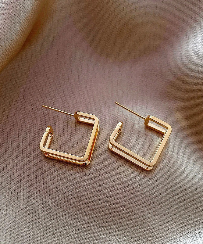 Modern Gold Copper Alloy Square Hoop Earrings – Omychic