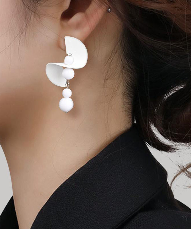 Original Design White Sterling Silver Drop Earrings – Omychic