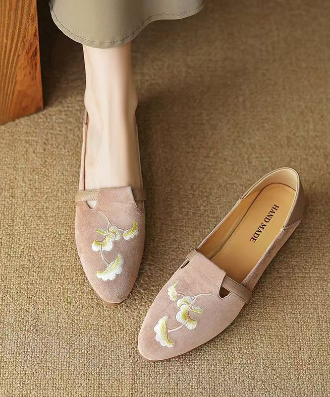 Chinese Style Black Suede Embroidered Chunky Loafer Shoes – Omychic