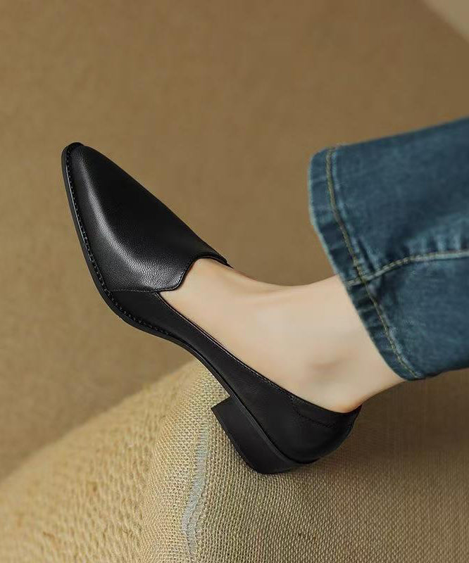 Elegant Splicing Chunky Shoes Khaki Sheepskin Pointed Toe – Omychic