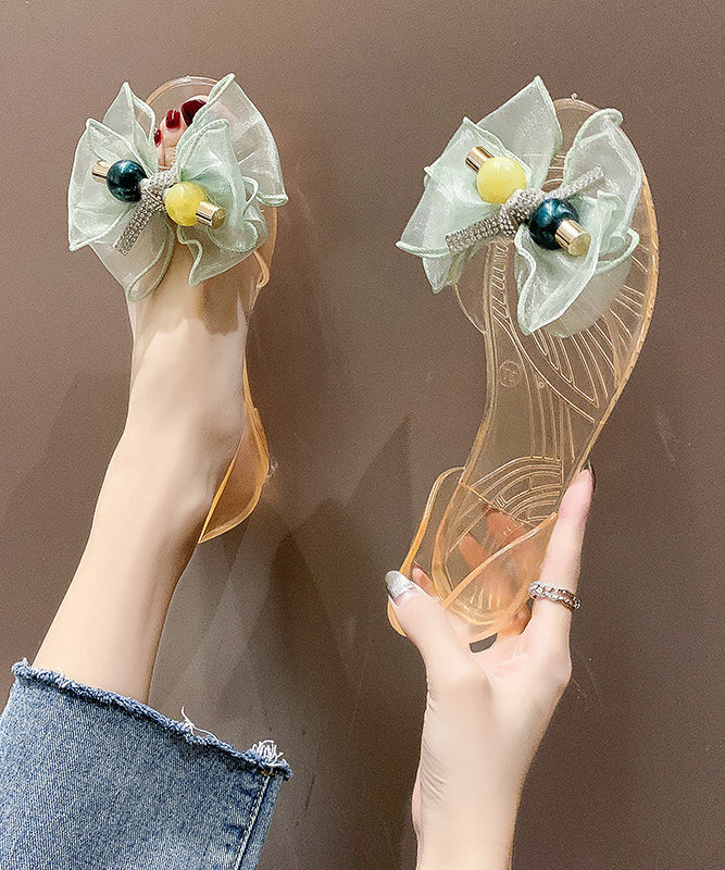 Fashion Tulle Bow Transparent Crystal Walking Sandals – Omychic