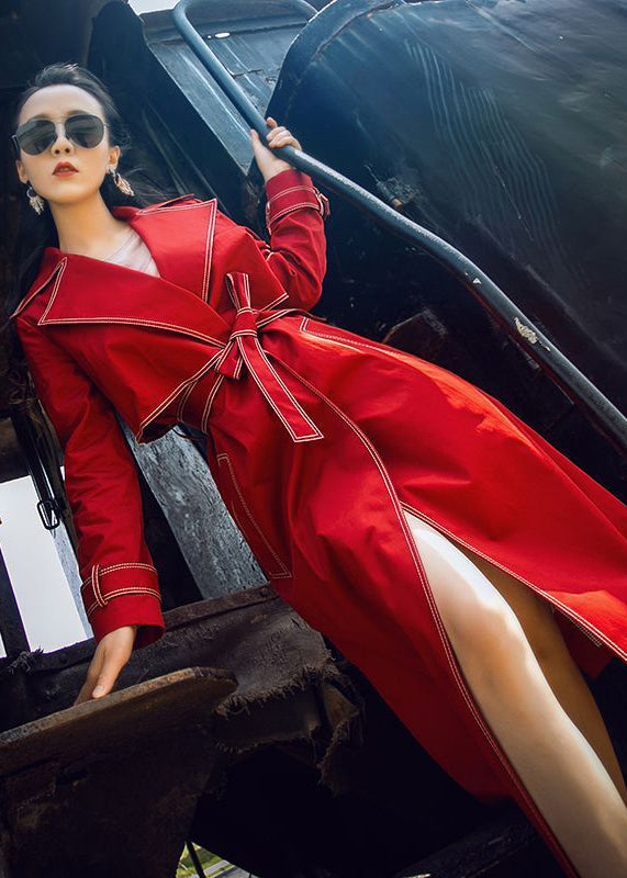 Fine Mulberry Peter Pan Collar Tie Waist Cotton Trench Spring – Omychic