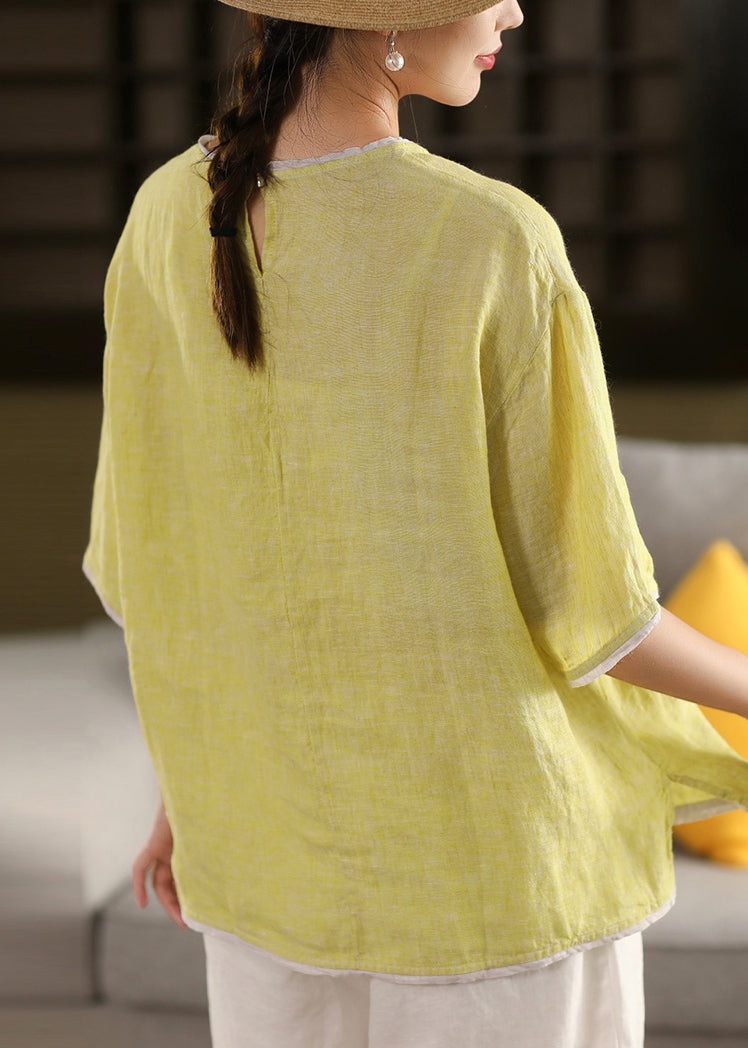 Modern Light Green Oversized Patchwork Linen Tanks Summer – Omychic