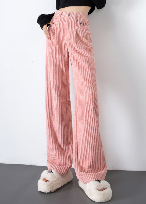 Modern Pink Oversized Velvet Straight Pants Spring – Omychic