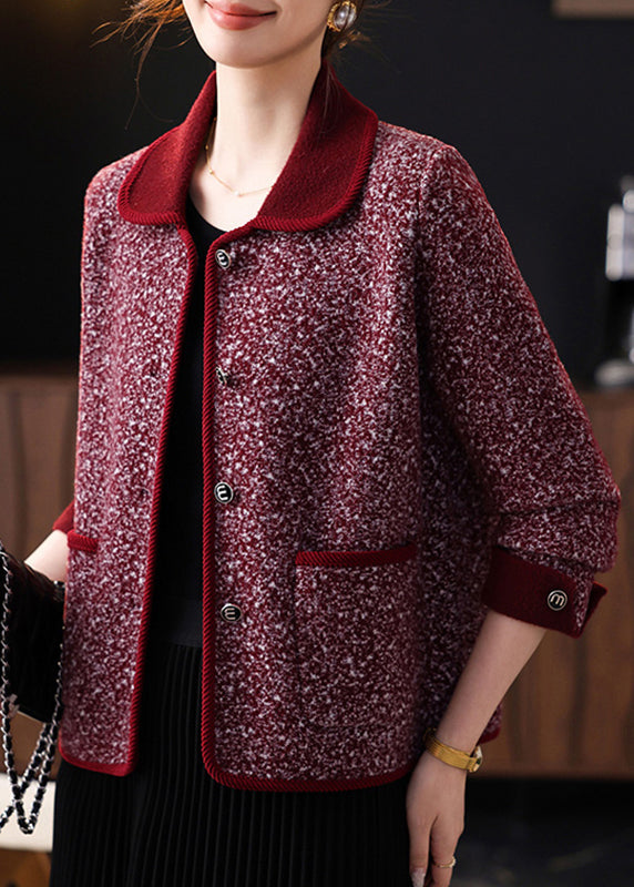 Mulberry Patchwork Coat Peter Pan Collar Fall – Omychic