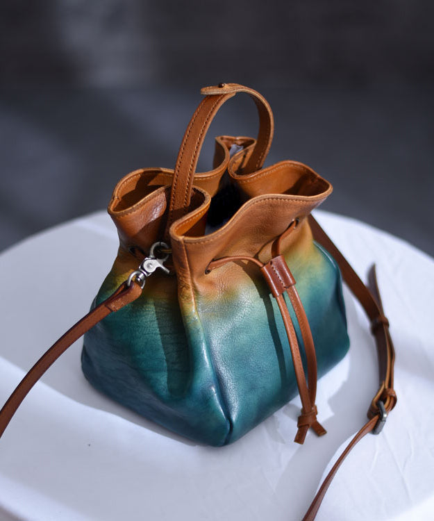 Original Blue Gradient Hand Painted Drawstring Crossbody Bag – Omychic