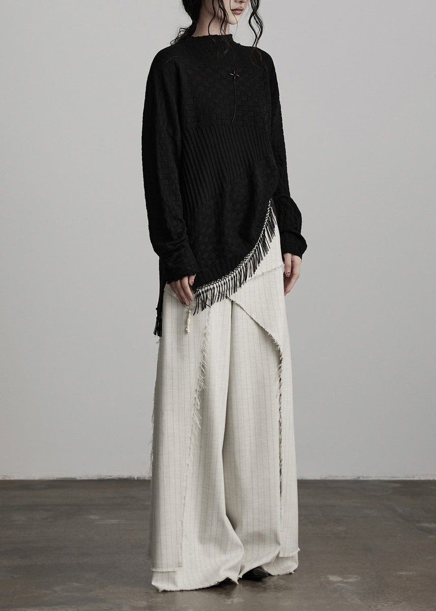Original Design Apricot Asymmetrical Striped Cotton Pants Skirts Spring ...