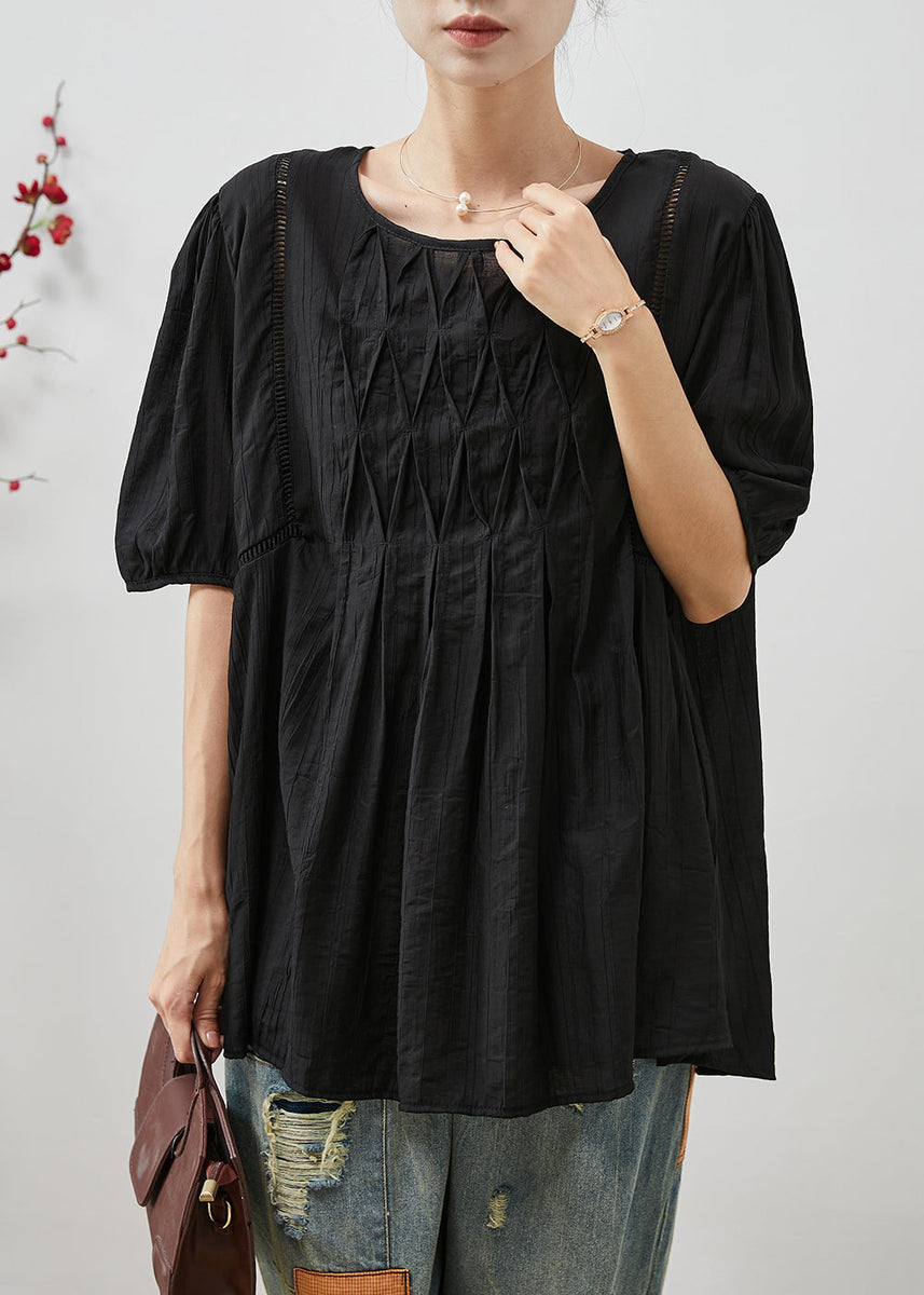 Simple Black Oversized Wrinkled Cotton Tanks Summer – Omychic