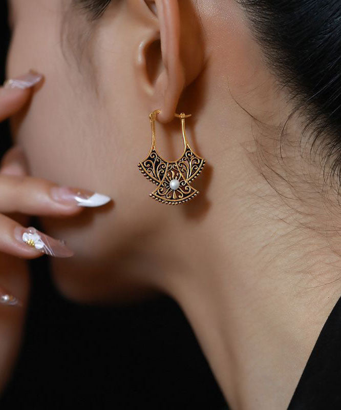 Style Ancient Dharma Gold Pearl Hollowed Out Drop Earrings – Omychic