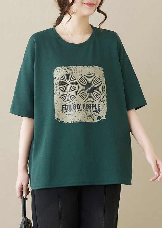 Tea Green Print Cotton Tanks Oversized Summer – Omychic