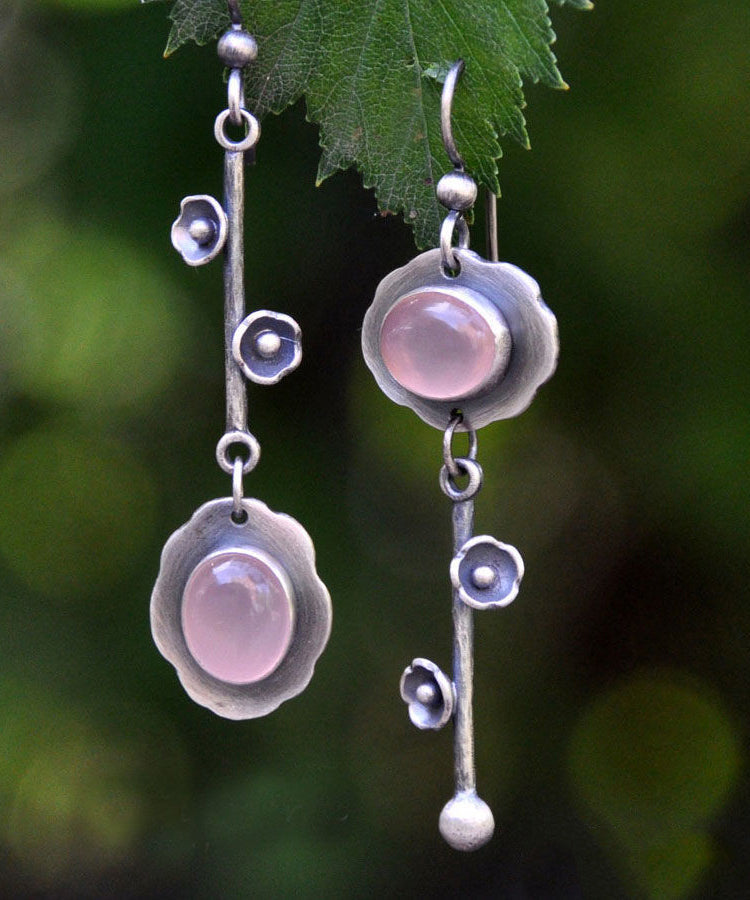 Vintage Purple Sterling Silver Crystal Gem Stone Key Drop Earrings ...