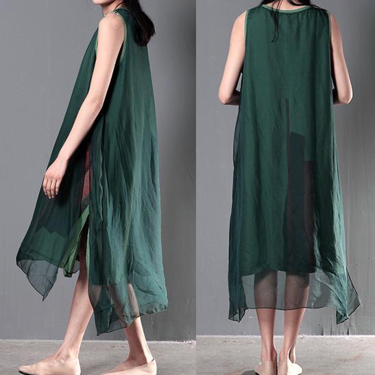 New linen dresses for summer layered silk flown sundresses long casual ...