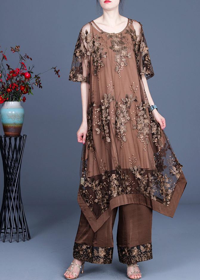 2021 Summer Irregular Dress Wide Leg Pants Suspender Skirt Three Piece ...