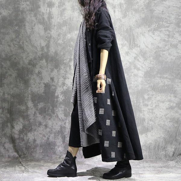 Women Cotton Linen Trench Vintage Autumn Coats Patchwork Clothing Bl ...