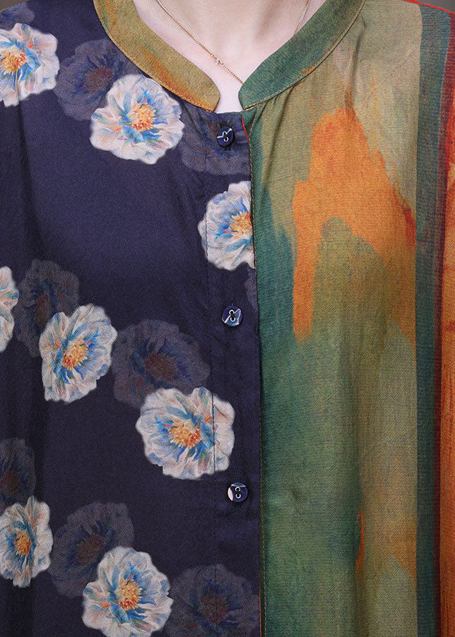 Beautiful Colorblock Print Patchwork Low High Design Silk Two Pieces S ...