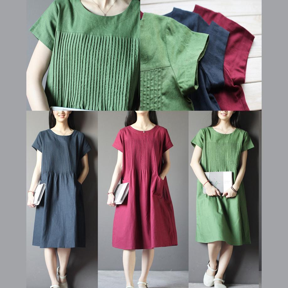 Blue oversize sundress plus size linen shirt dresses – Omychic