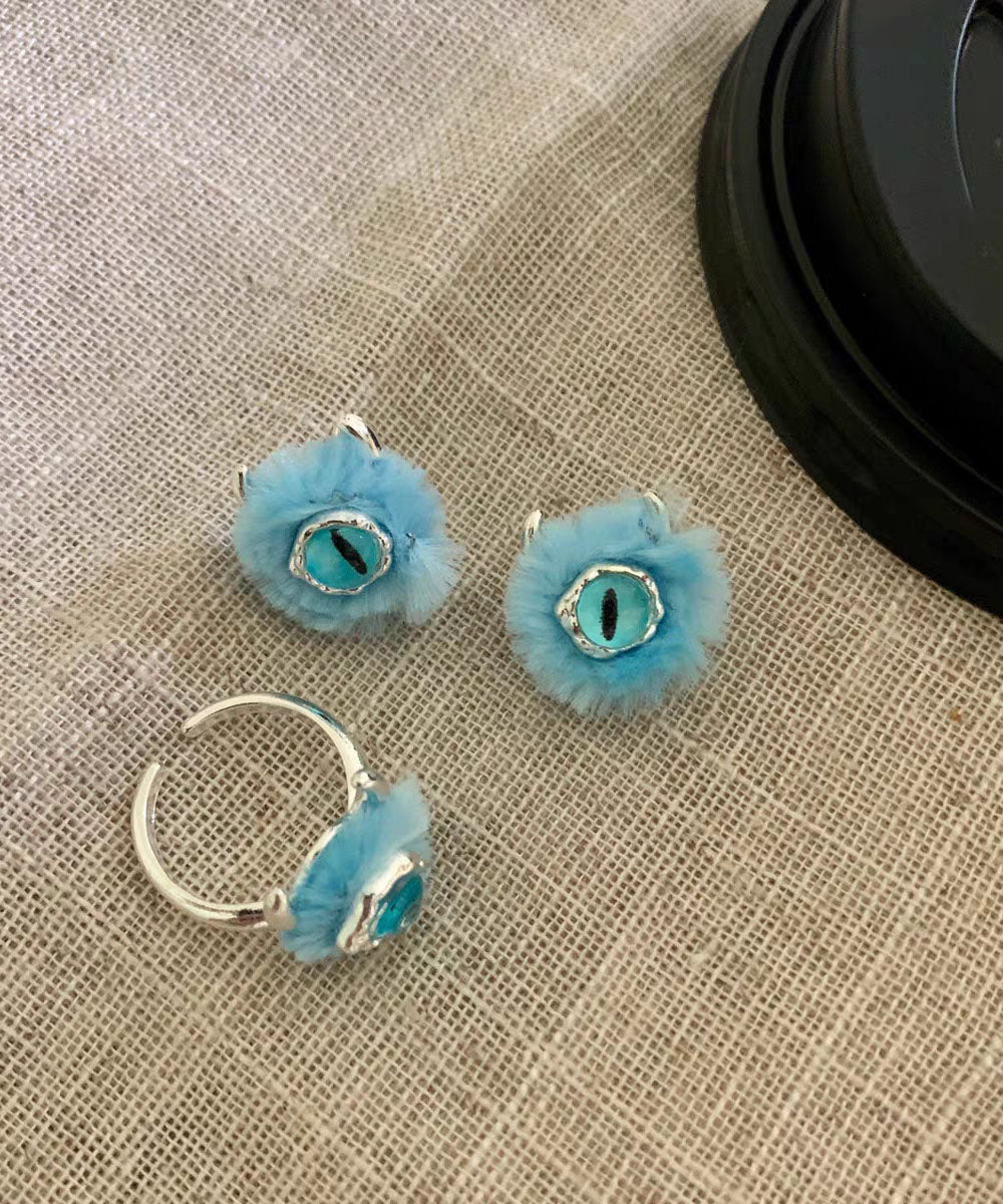 Boutique Blue Sterling Silver Fuzzy Monster Rings – Omychic