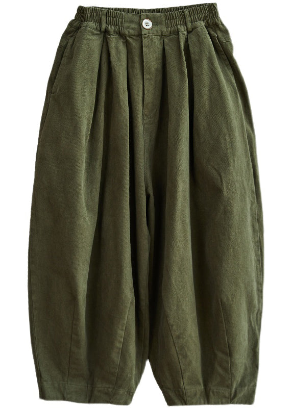 Chic Army Green Pockets wide leg pants Spring – Omychic