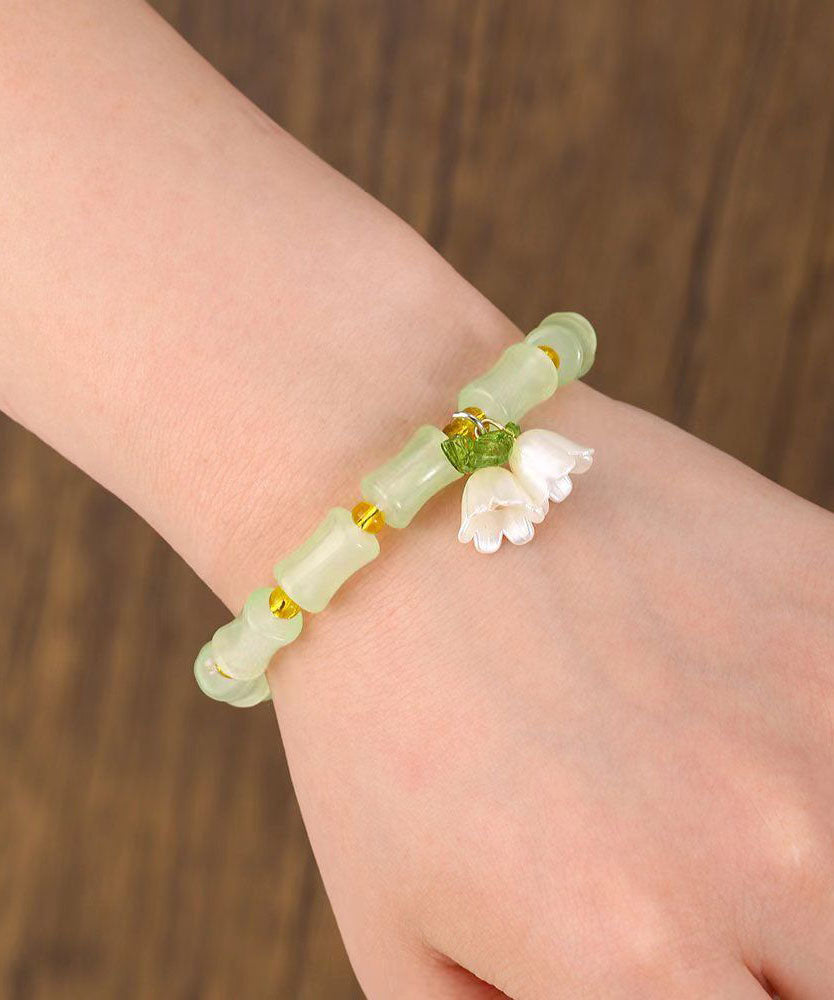 Cute Green Alloy Jade Bamboo Join Lily Of The valley Charm Bracelet ...