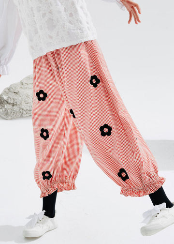 Cute Pink Pockets Ruffled Patchwork Print Harem Crop Pants Fall – Omychic