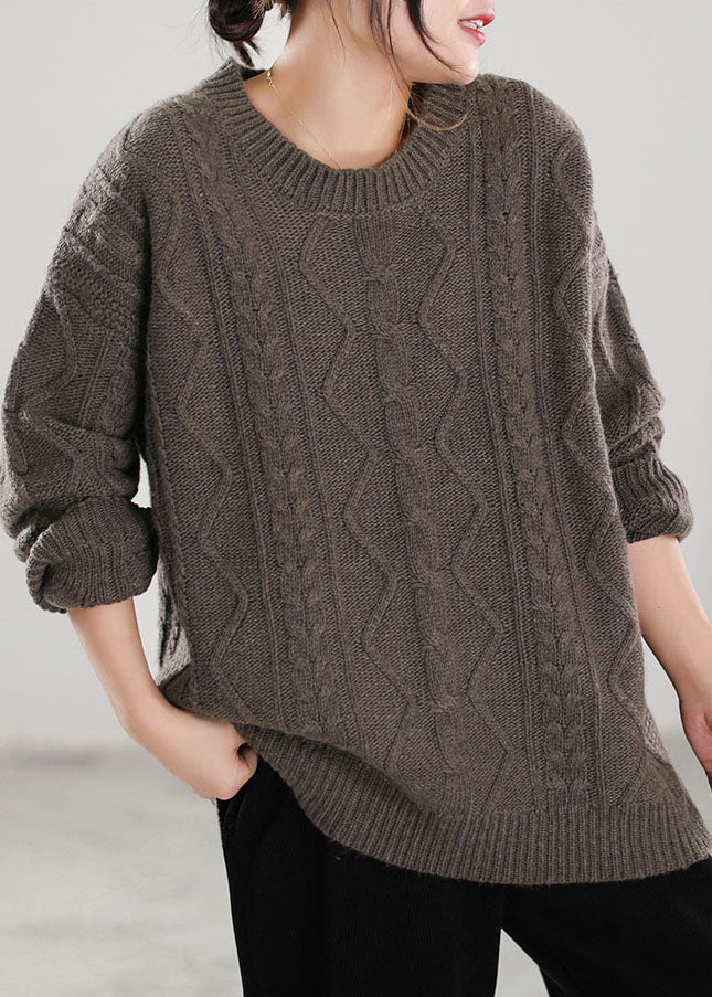 French Red O-Neck side open Knit Sweater Tops Spring – Omychic