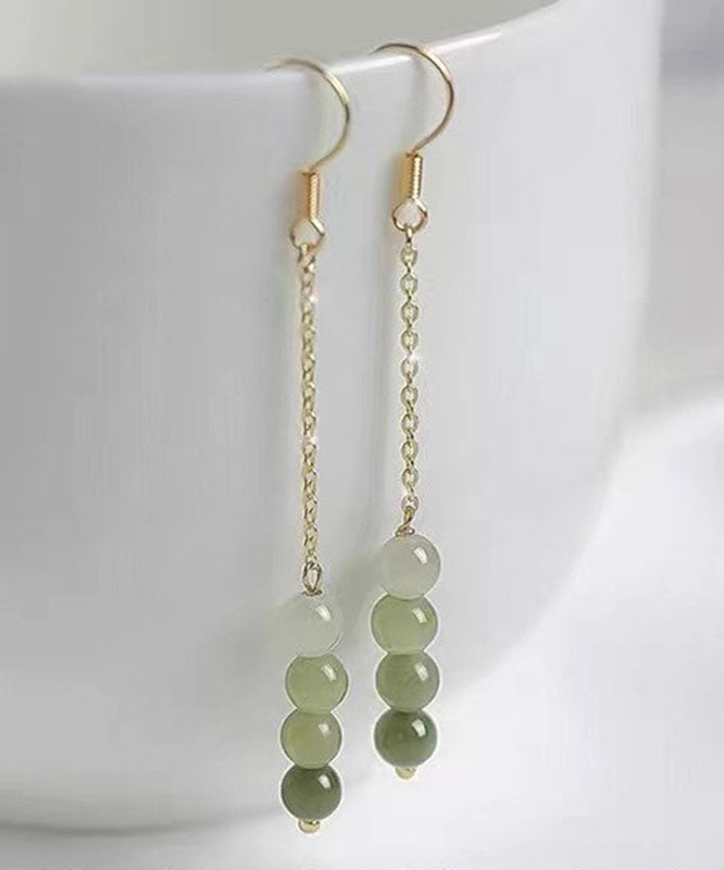 Gradient Color Green Jade Pearl Drop Earrings – Omychic