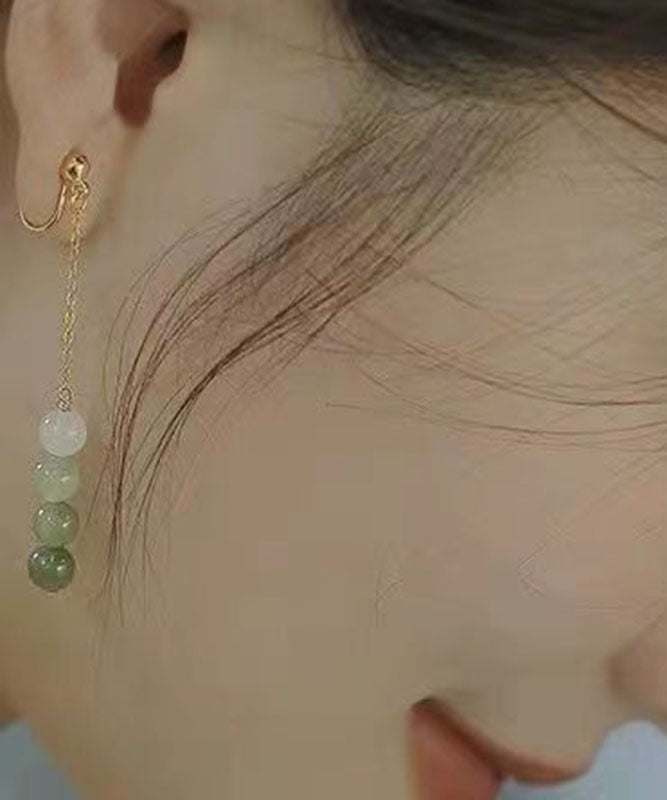 Gradient Color Green Jade Pearl Drop Earrings – Omychic