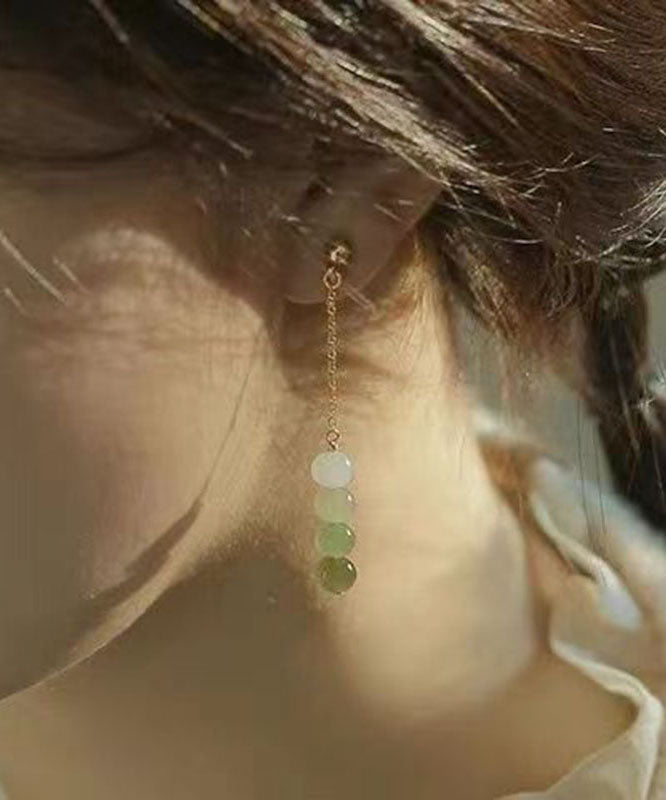 Gradient Color Green Jade Pearl Drop Earrings – Omychic