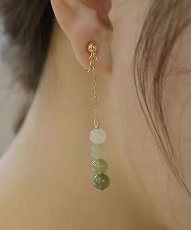Gradient Color Green Jade Pearl Drop Earrings – Omychic