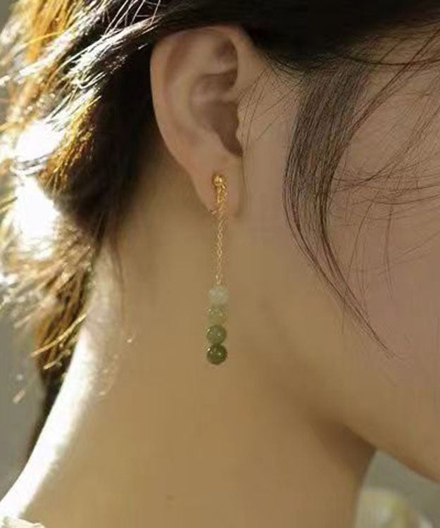 Gradient Color Green Jade Pearl Drop Earrings – Omychic