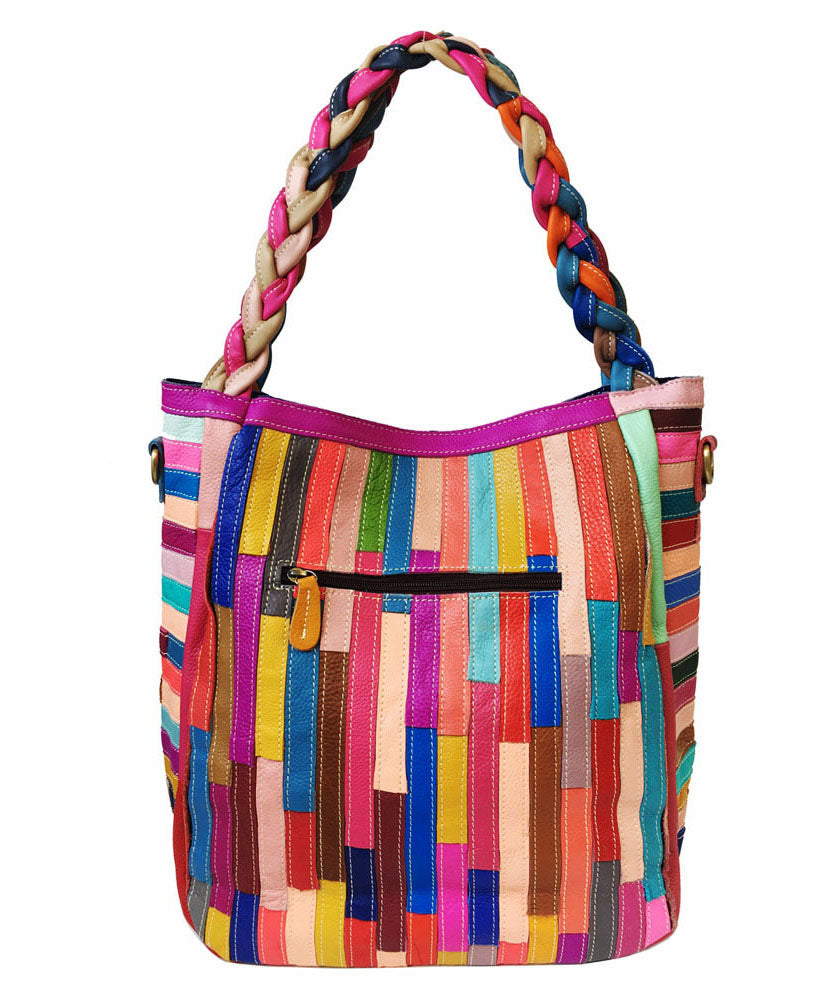 Handmade Multi Color Floral Patchwork Calf Leather Satchel Handbag ...