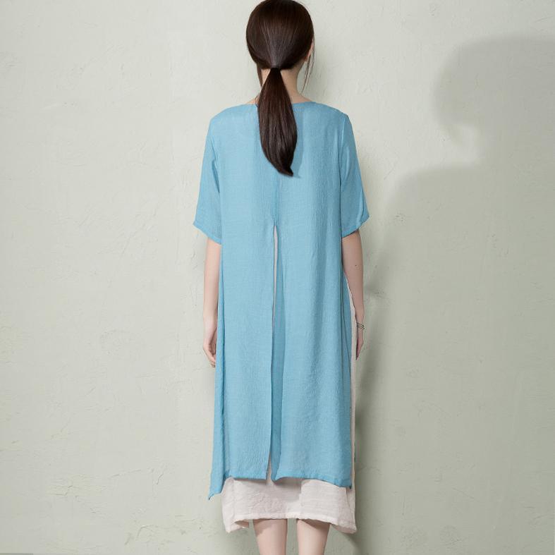 Light blue layered summer dress long cotton maxi dresses plus size ...
