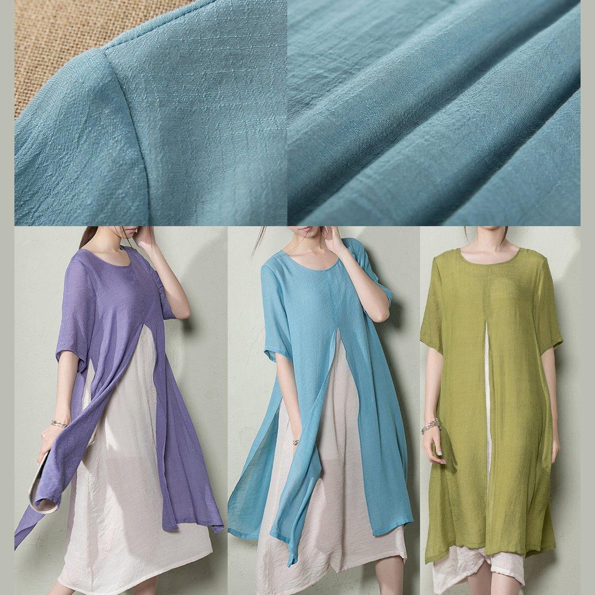 Light blue layered summer dress long cotton maxi dresses plus size ...