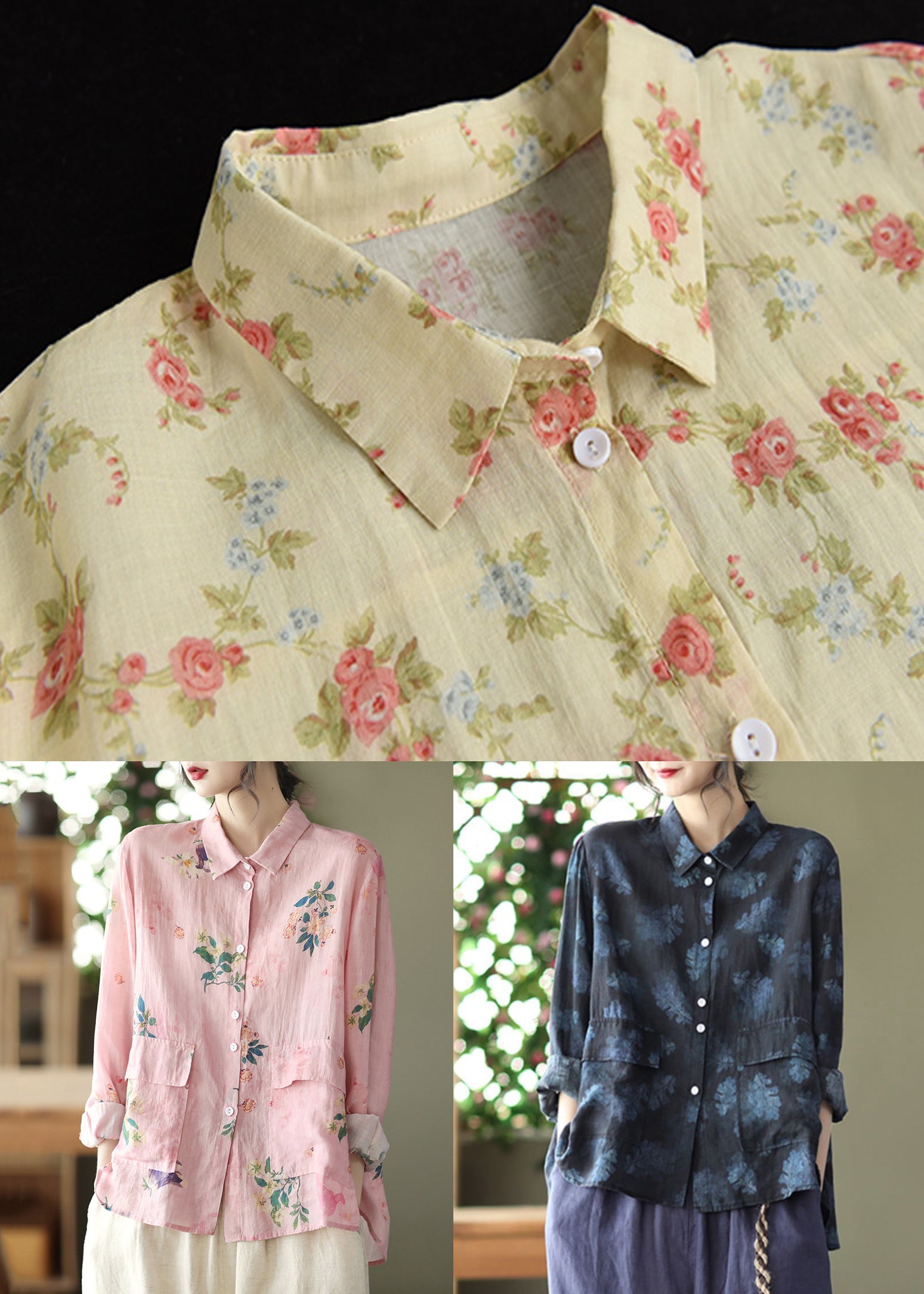 Loose Pink Low High Design Linen Shirt Long Sleeve – Omychic