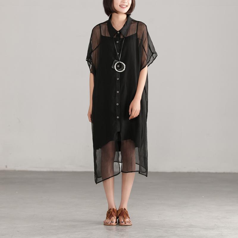 Loose Transparent Button Commuter Dress – Omychic