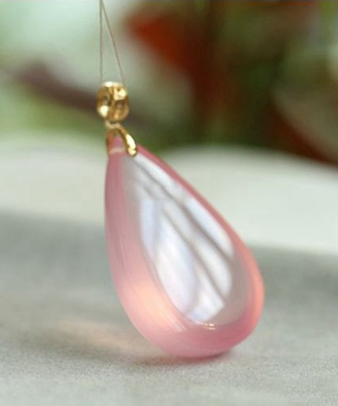 Modern Pink Ancient Gold Inlaid Crystal Whtch Drop Love Pendant Neckla ...