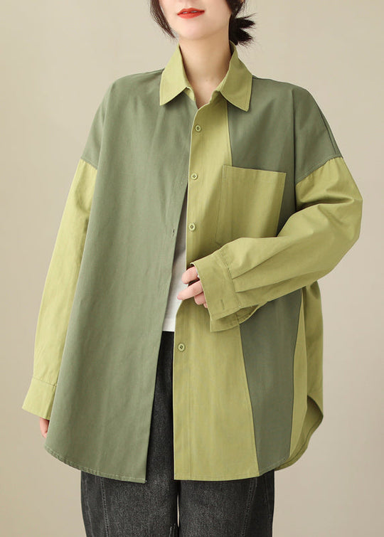 Original Colorblock Asymmetrical Patchwork Cotton Shirt Spring – Omychic