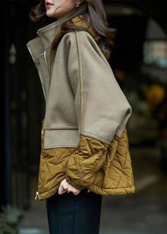 Plus Size Colorblock Zip Up Patchwork Cotton Hooded Jacket Fall – Omychic