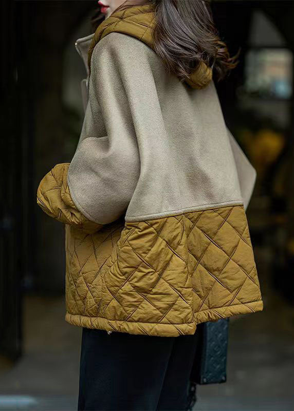 Plus Size Colorblock Zip Up Patchwork Cotton Hooded Jacket Fall – Omychic