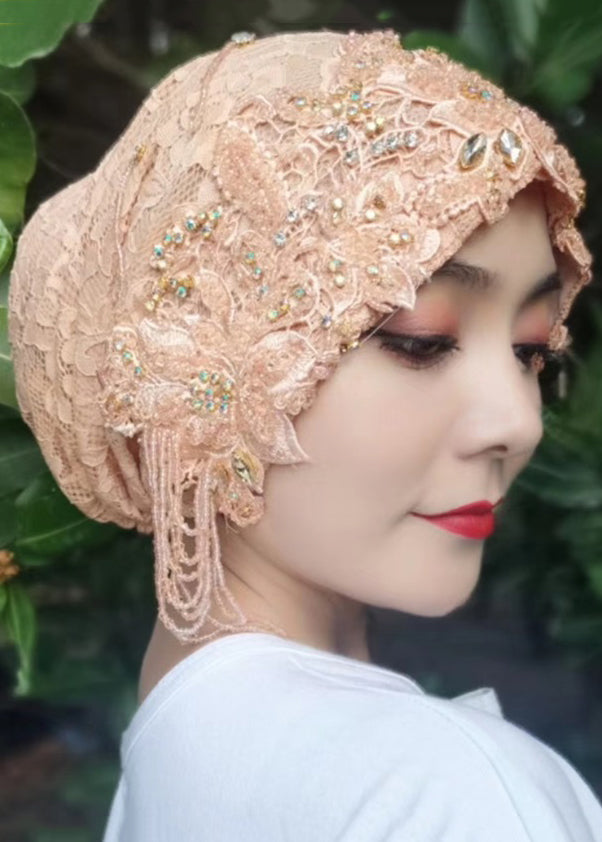 Stylish Blue Tassel Zircon Patchwork Lace Bonnie Hat – Omychic