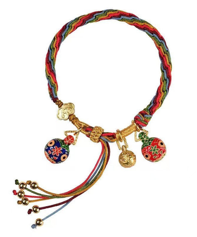 Stylish Rainbow Overgild Hand Weaving Animal Colorful Rope Charm Brace ...