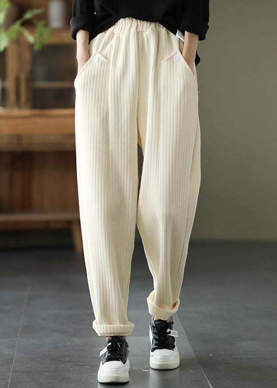 Vintage Coffee Thick Button Pockets Straight Casual Fall Pants – Omychic
