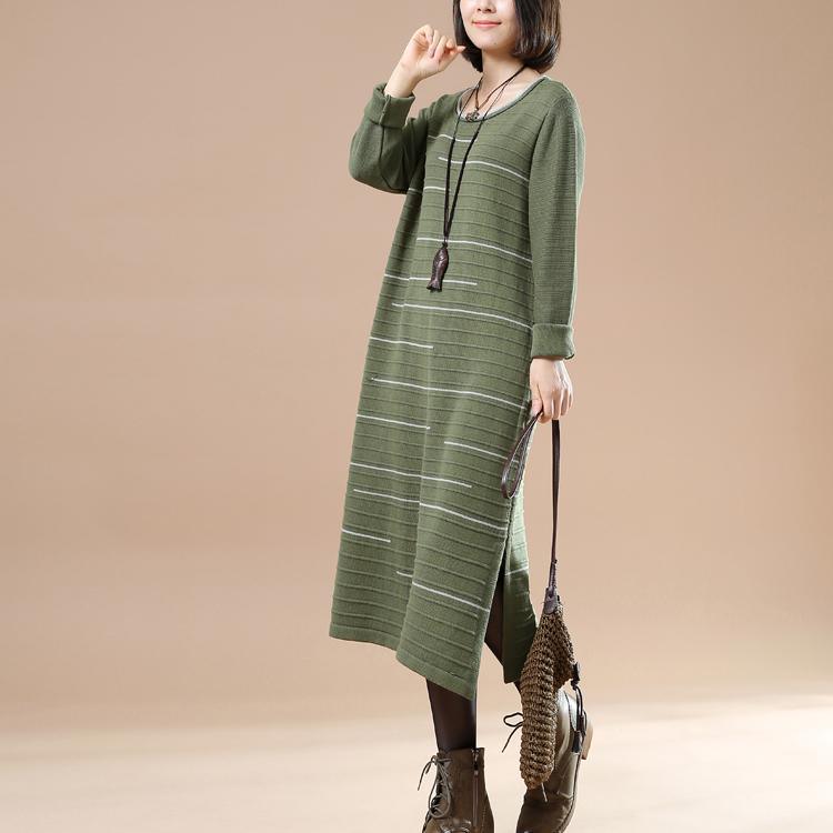 Vintage green sweater dresses knit maxi dress people coming and going ...