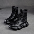 Summer Retro Leather Hollow Mesh Platform Boots – Omychic