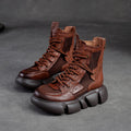 Summer Retro Leather Hollow Mesh Platform Boots – Omychic