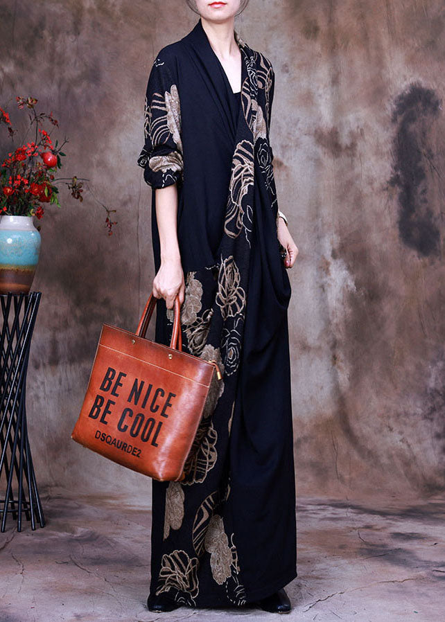 Vogue Colorblock Asymmetrical Print Chiffon long Dress Spring (Limited ...