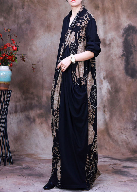 Vogue Colorblock Asymmetrical Print Chiffon long Dress Spring (Limited ...